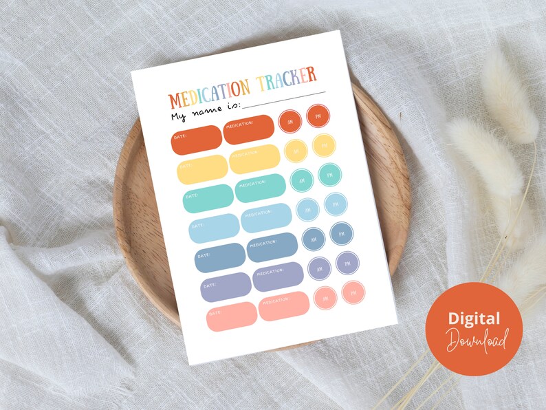 Kid Weekly Medication Tracker Colorful Medicine Kid Chart - Etsy