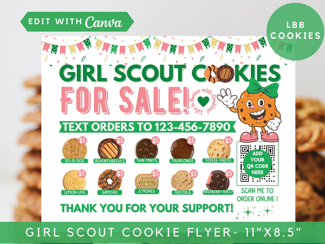 Editable Girl Scout Cookie Flyer 2023 Lbb Cookie Menu Booth Etsy
