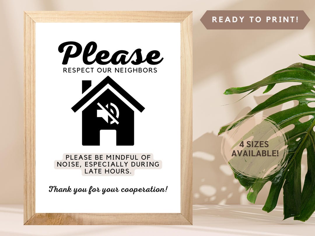 Printable Airbnb No Noise Sign | Respect Our Neighbors | VRBO Host ...