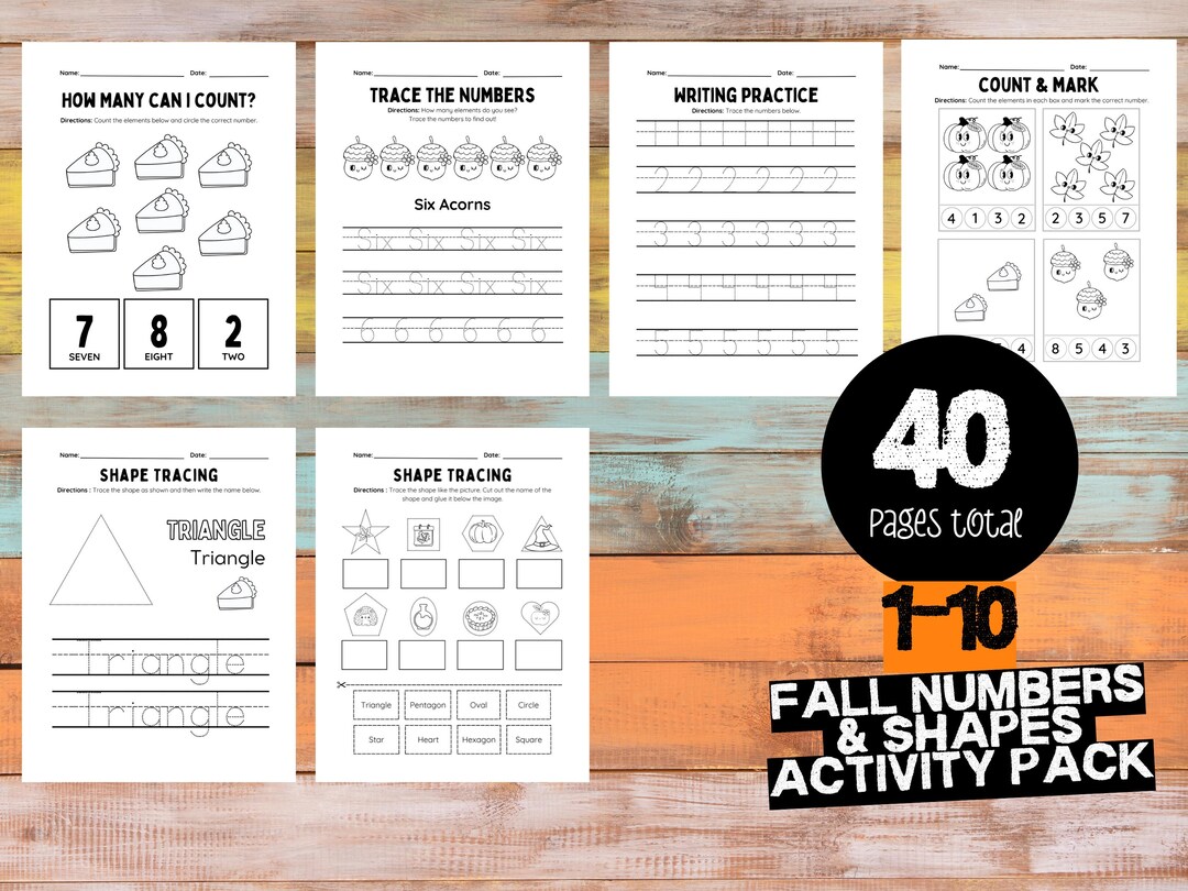 Fall Themed Numbers 1-10 Tracing Activity Pack | Preschool Kindergarten ...