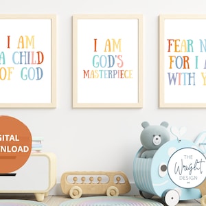 Christian Kids 3 Piece Wall Art, I Am a Child of God Christian Posters ...