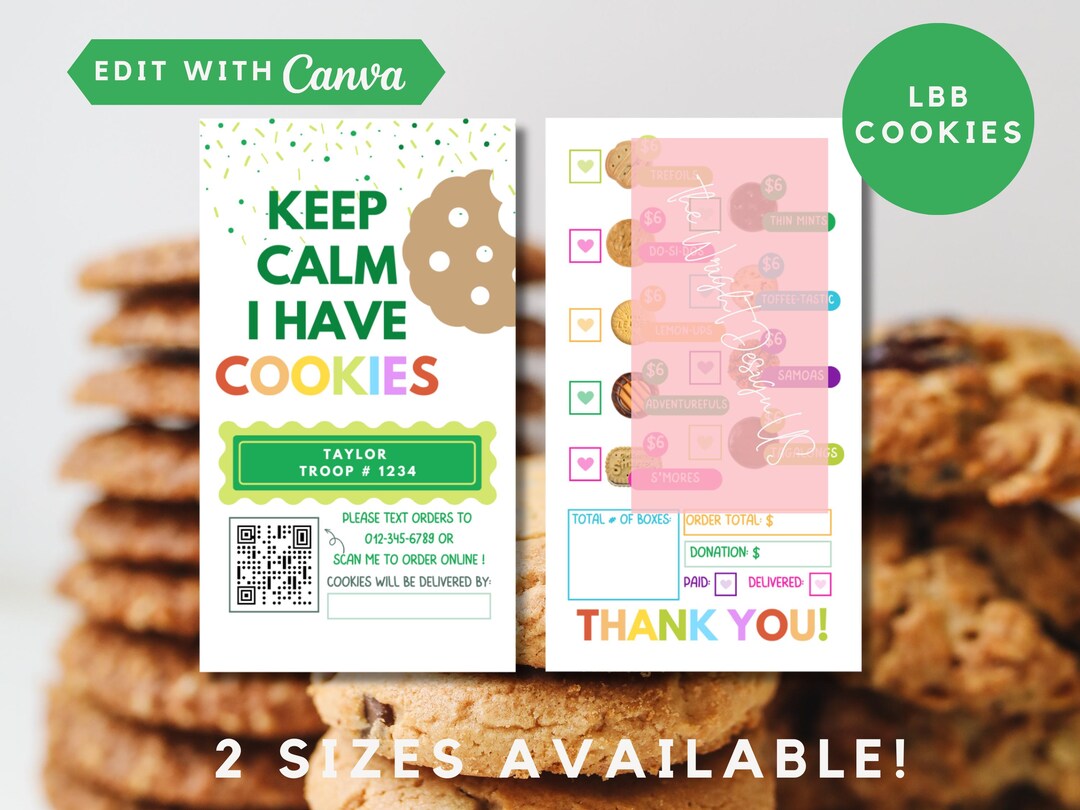 Girl Scout Cookie Thank You Note 2025, Editable LBB Order Form Sale ...