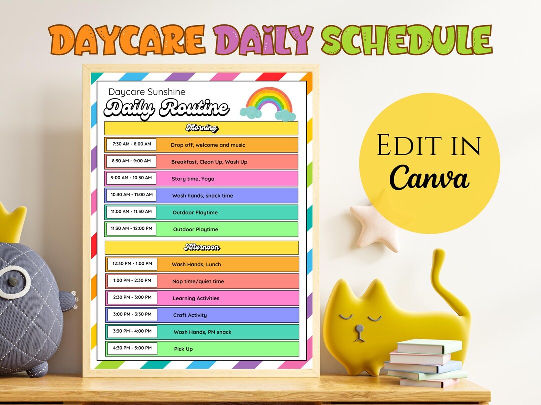 Home Daycare Daily Schedule, Editable Kids Daily Routine, Childcare ...