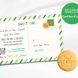 Girl Scout Cookie Thank You Note Template, Editable Printable Girl ...