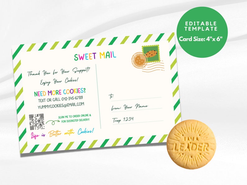 Girl Scout Cookie Thank You Note Template Editable Printable - Etsy