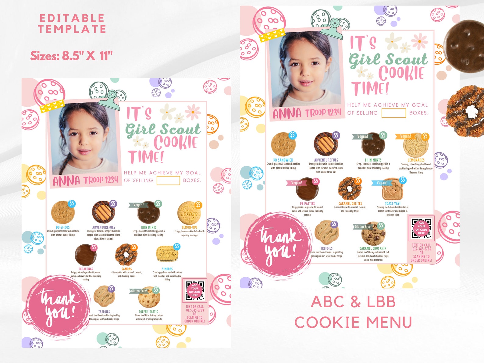 2024 Editable Girl Scout Cookie Sign, LBB ABC Cookie Menu Price List ...