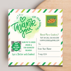 Girl Scout Cookie Thank You Note Template, Editable Printable Girl ...
