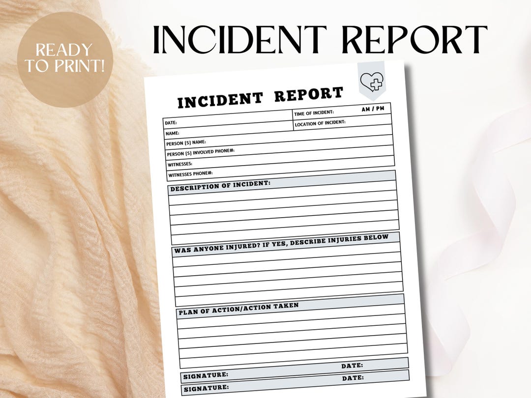 Incident Report Form, Daycare Ouch Accident Log Tracker, Printable ...