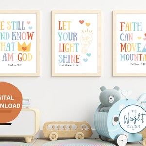 Set of 3 Christian Bible Verse Poster for Kids, Children Sunday School ...