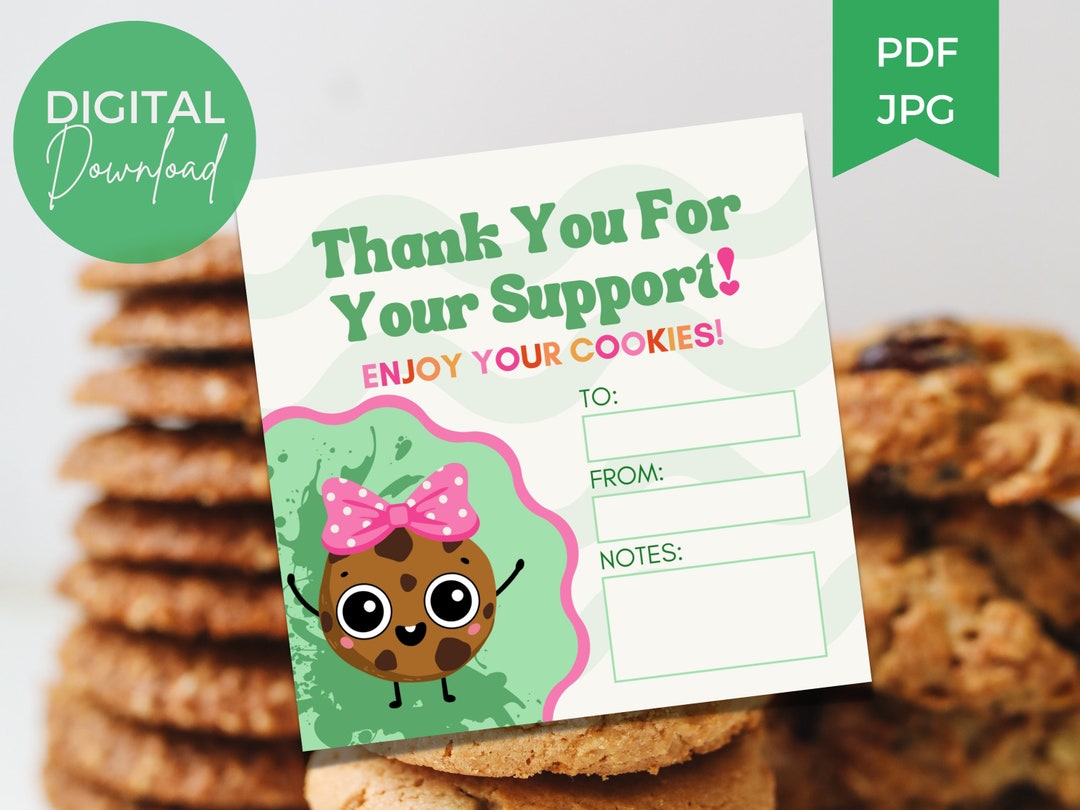 2025 Girl Scout Cookie Thank You Note, Printable Lbb Abc Tag, PDF JPG ...