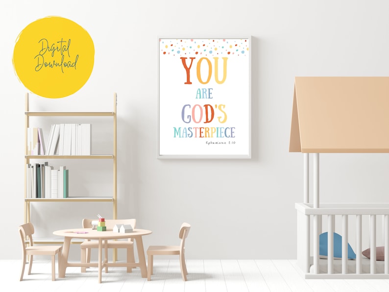 Christian Kids Printable Poster, Sunday School Wall Art, You Are God's ...