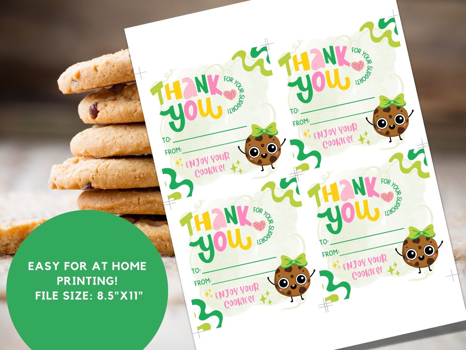Girl Scout Cookie Thank You Note 2023 Printable LBB Abc Tag - Etsy