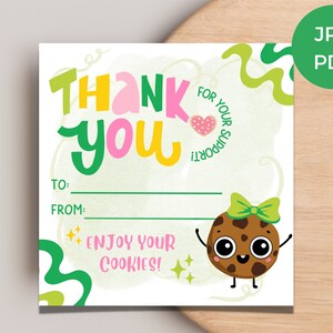 Girl Scout Cookie Thank You Note 2025, Printable LBB Abc Tag, PDF JPG ...