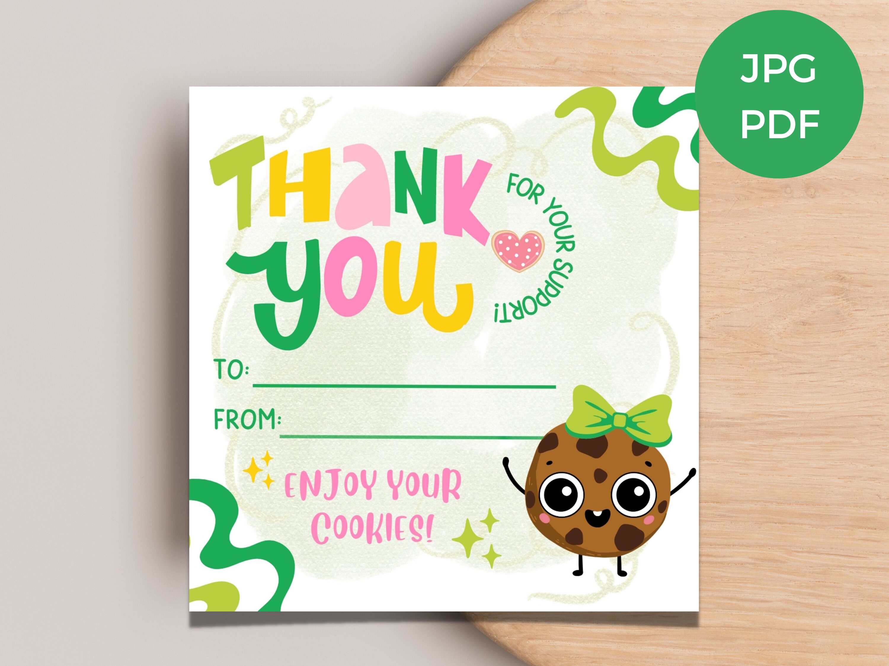 Girl Scout Cookie Thank You Note 2023, Printable LBB Abc Tag, PDF JPG ...