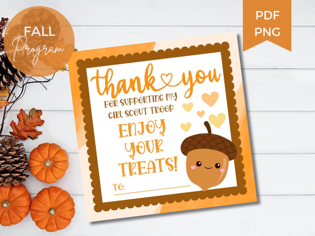 2024 Girl Scout Fall Product Thank You Card & Cookie Delivery Tag ...