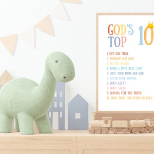 Gods Ten Commandments Poster for Kids, Colorful Sunday School Children ...