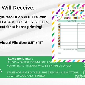 Printable Tally Sheet Girl Scout Cookie Booth 2024 2025, LBB ABC Cookie ...
