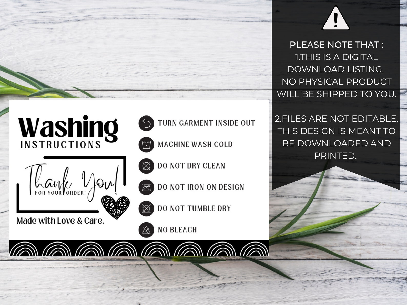 T-shirt Care Instructions Card, HTV Washing Instructions Printable ...