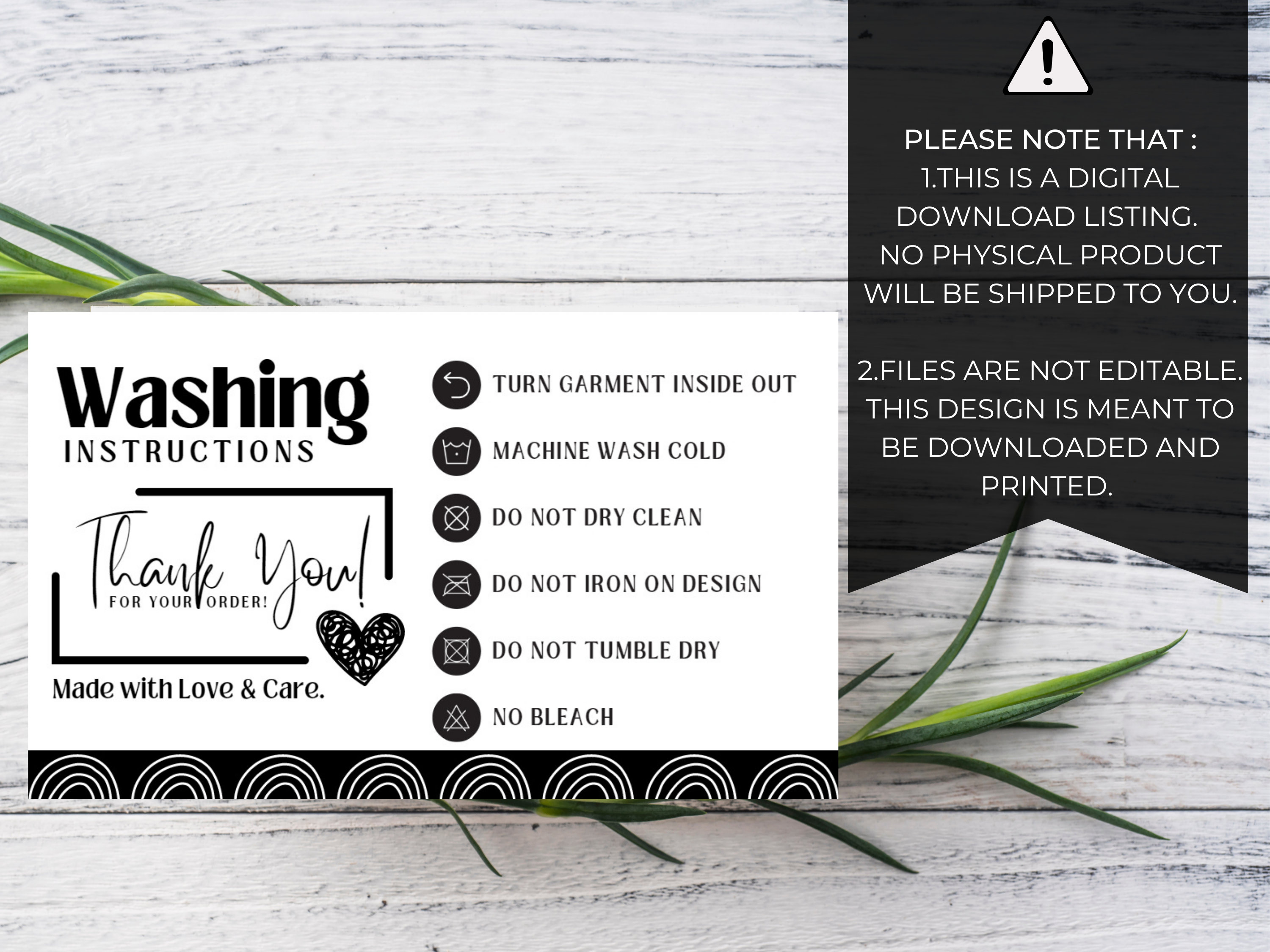 T-shirt Care Instructions Card, HTV Washing Instructions Printable ...