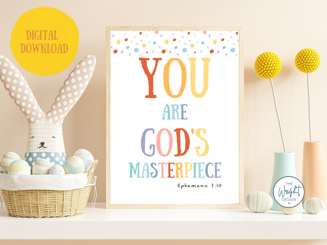 Christian Kids Printable Poster, Sunday School Wall Art, You Are God's ...