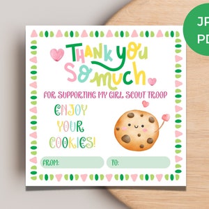 Girl Scout Cookie Thank You Card 2023 2024, Printable LBB ABC Delivery ...