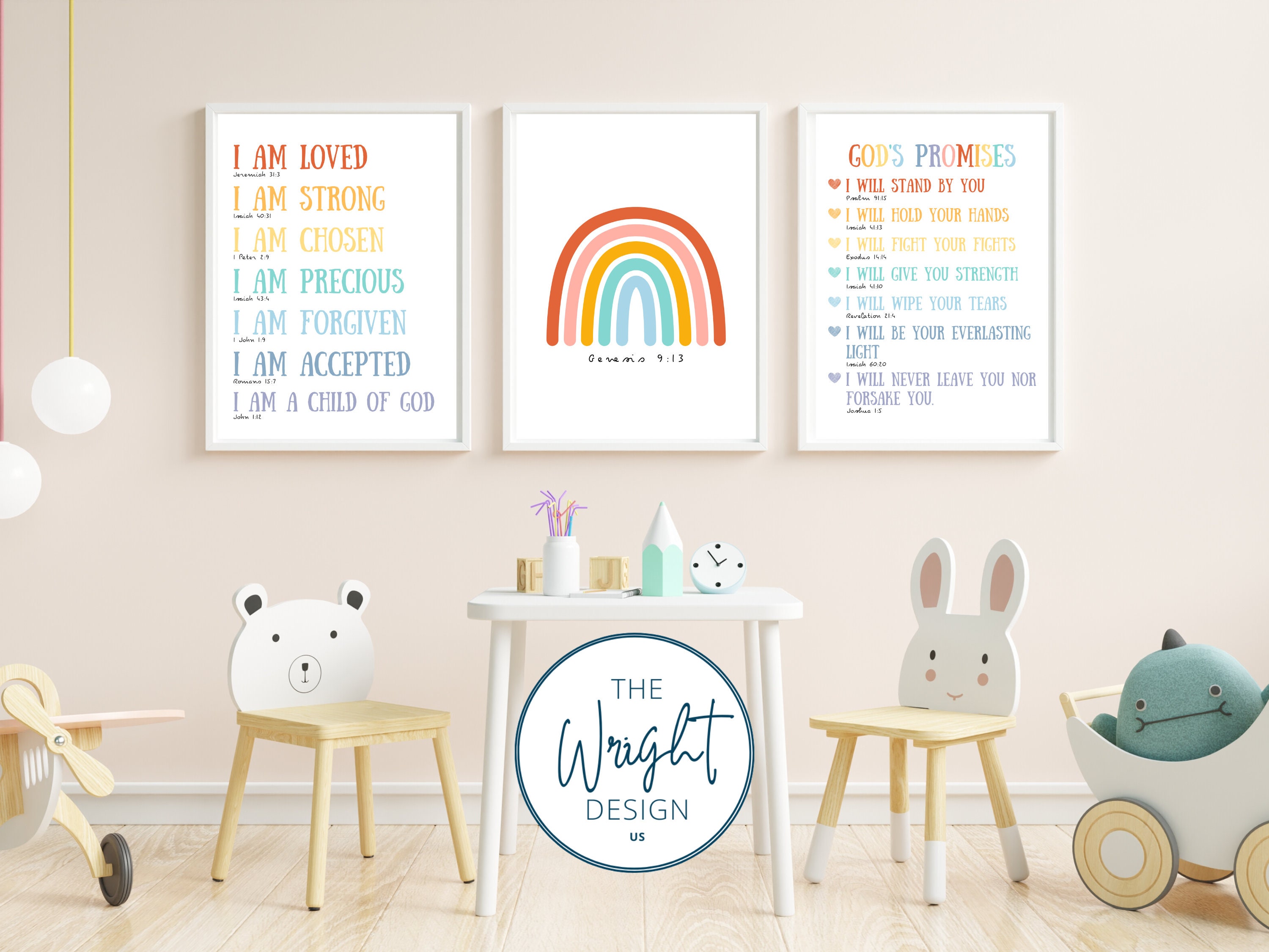 Set of 6 Christian Bible Verse Poster for Kids, Children Sunday School ...
