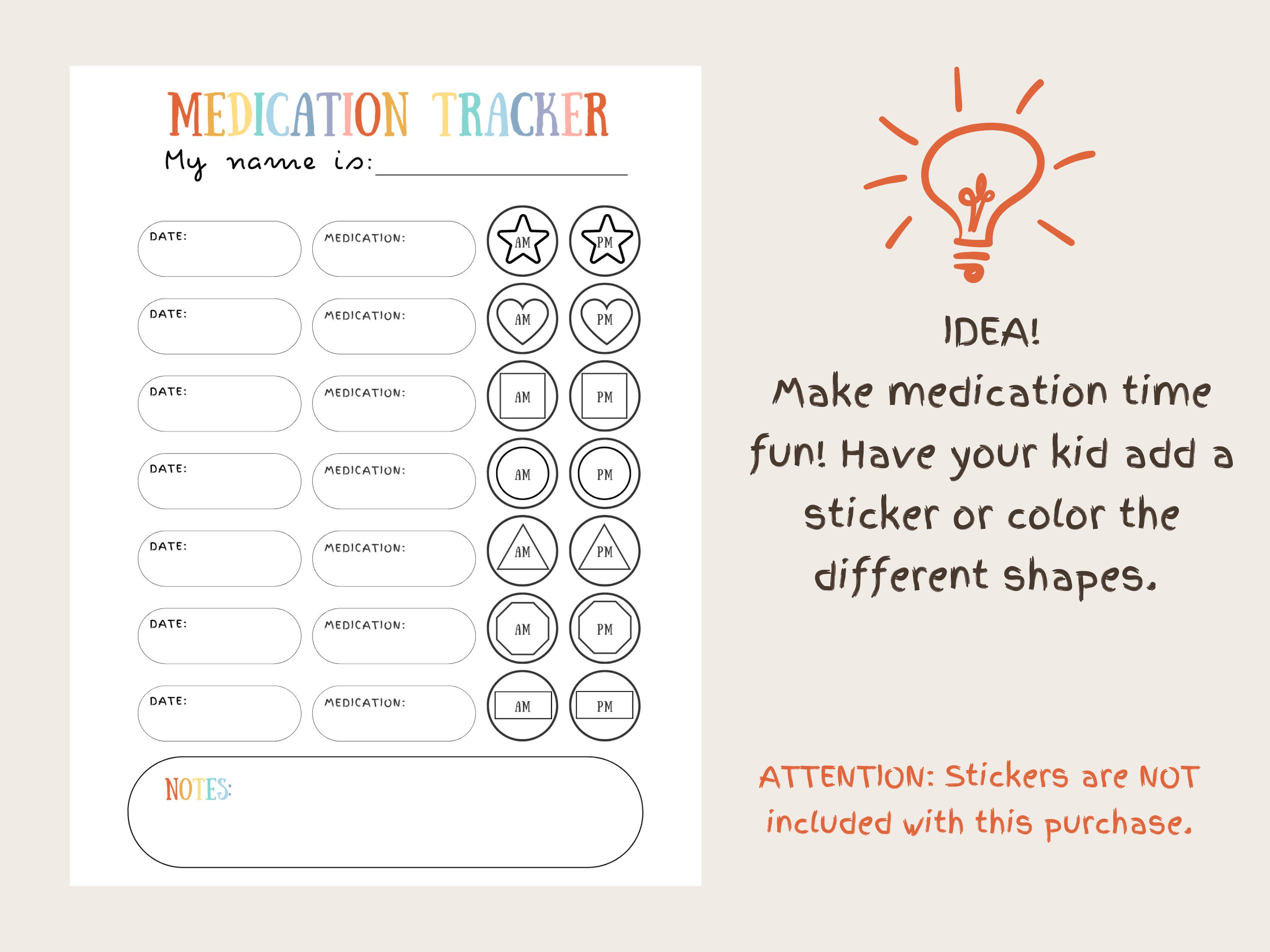 Kid Weekly Medication Tracker Medicine Vitimins Supplements - Etsy