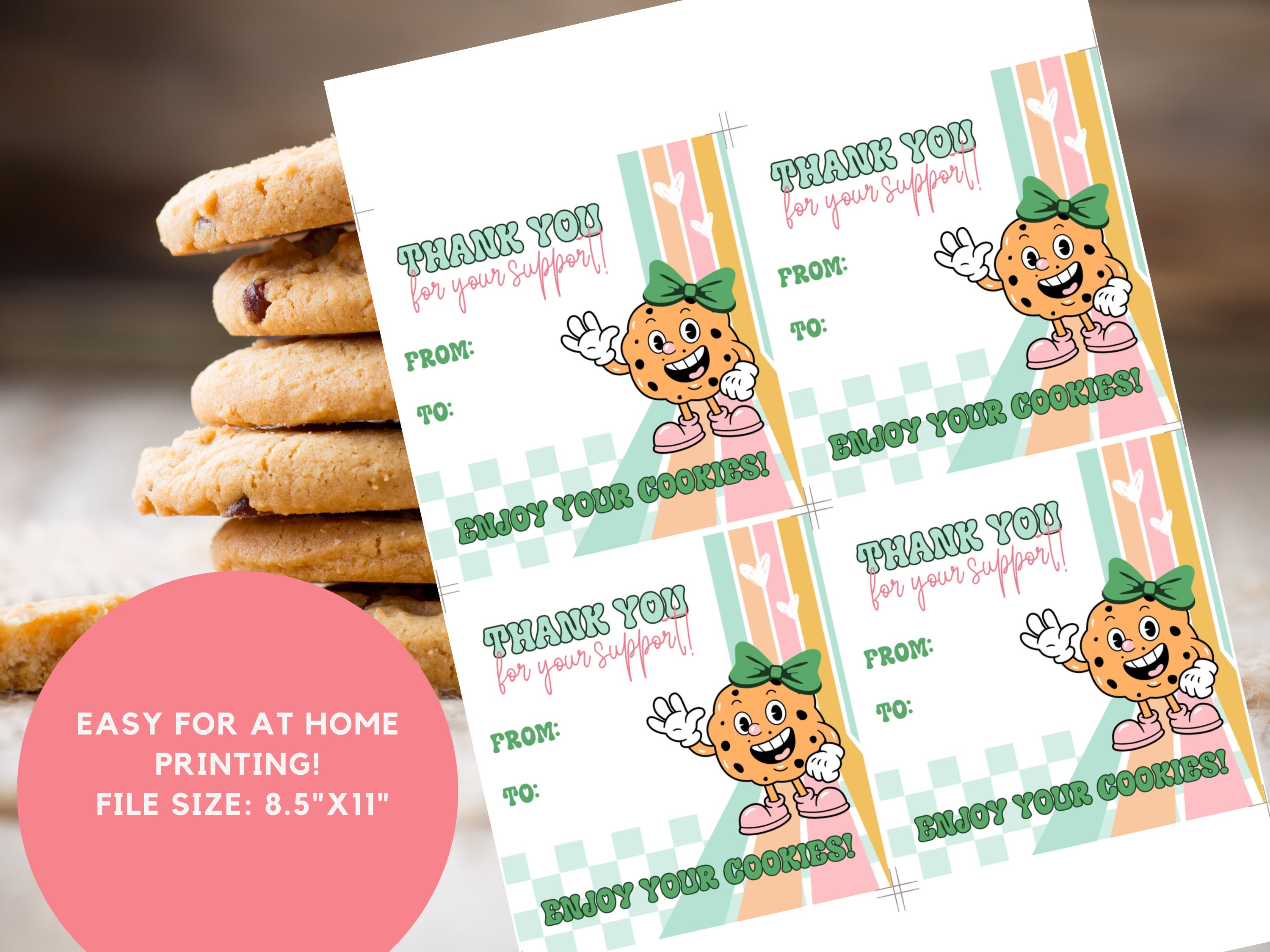 Retro Girl Scout Cookie Printable Thank You Card 2023 2024 , LBB ABC ...