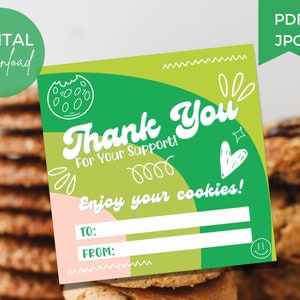 Girl Scout Cookie Thank You Note 2023 Printable LBB Abc Tag - Etsy