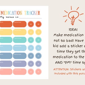 Kid Weekly Medication Tracker Colorful Medicine Kid Chart - Etsy