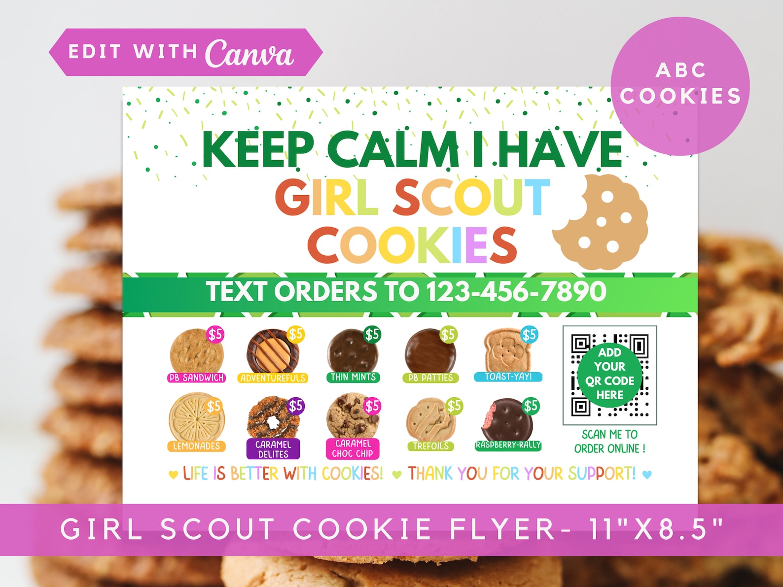 Editable Girl Scout Cookie Flyer 2023 Abc Cookie Menu Booth Etsy