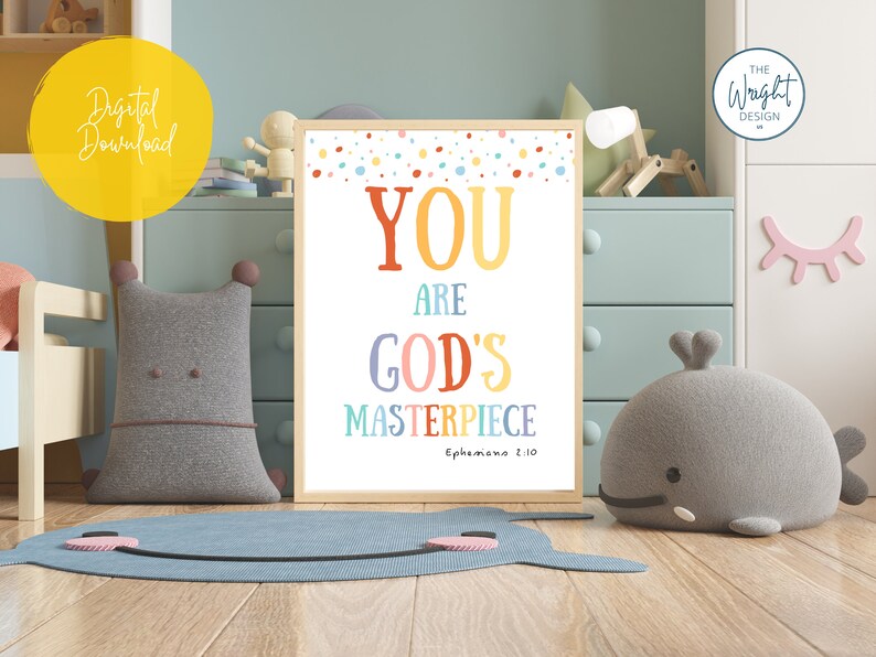 Christian Kids Printable Poster, Sunday School Wall Art, You Are God's ...