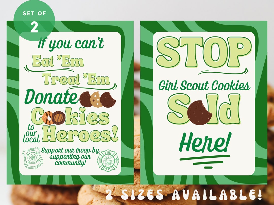 Girl Scout Cookie Booth Sign, Printable Donate Military Troop Sold Here ...