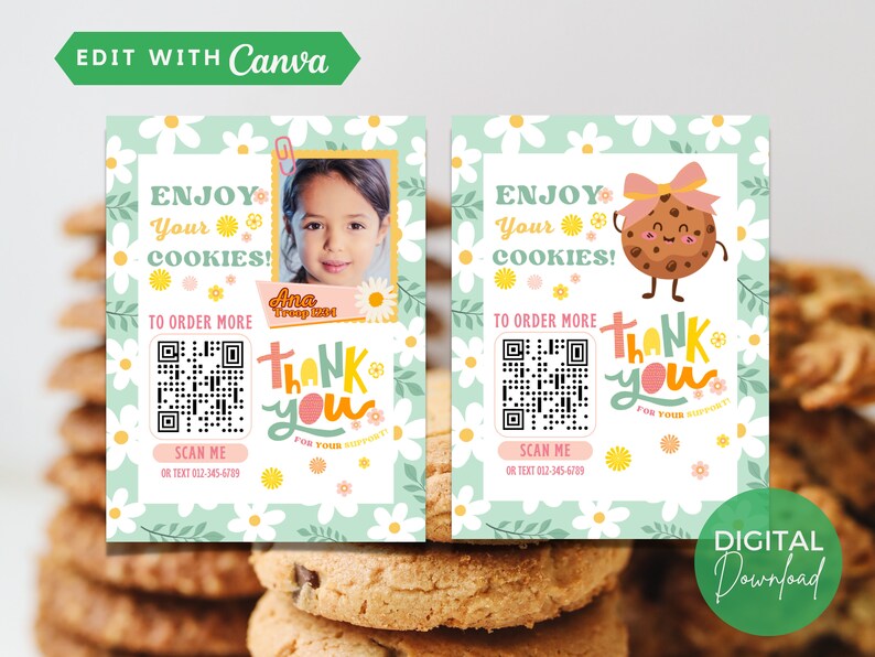 2024 Girl Scout Cookie Thank You Card, Editable & Printable Girl Scout ...