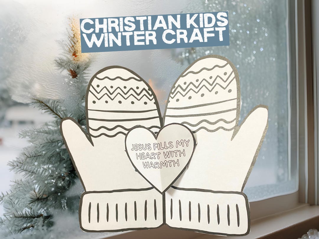 Printable Christian Kids Winter Heart Mitten Craft | Valentine ...