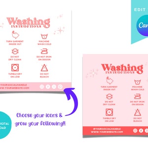 T- Shirt Care Instructions Template, HTV Washing Instructions Card,png ...