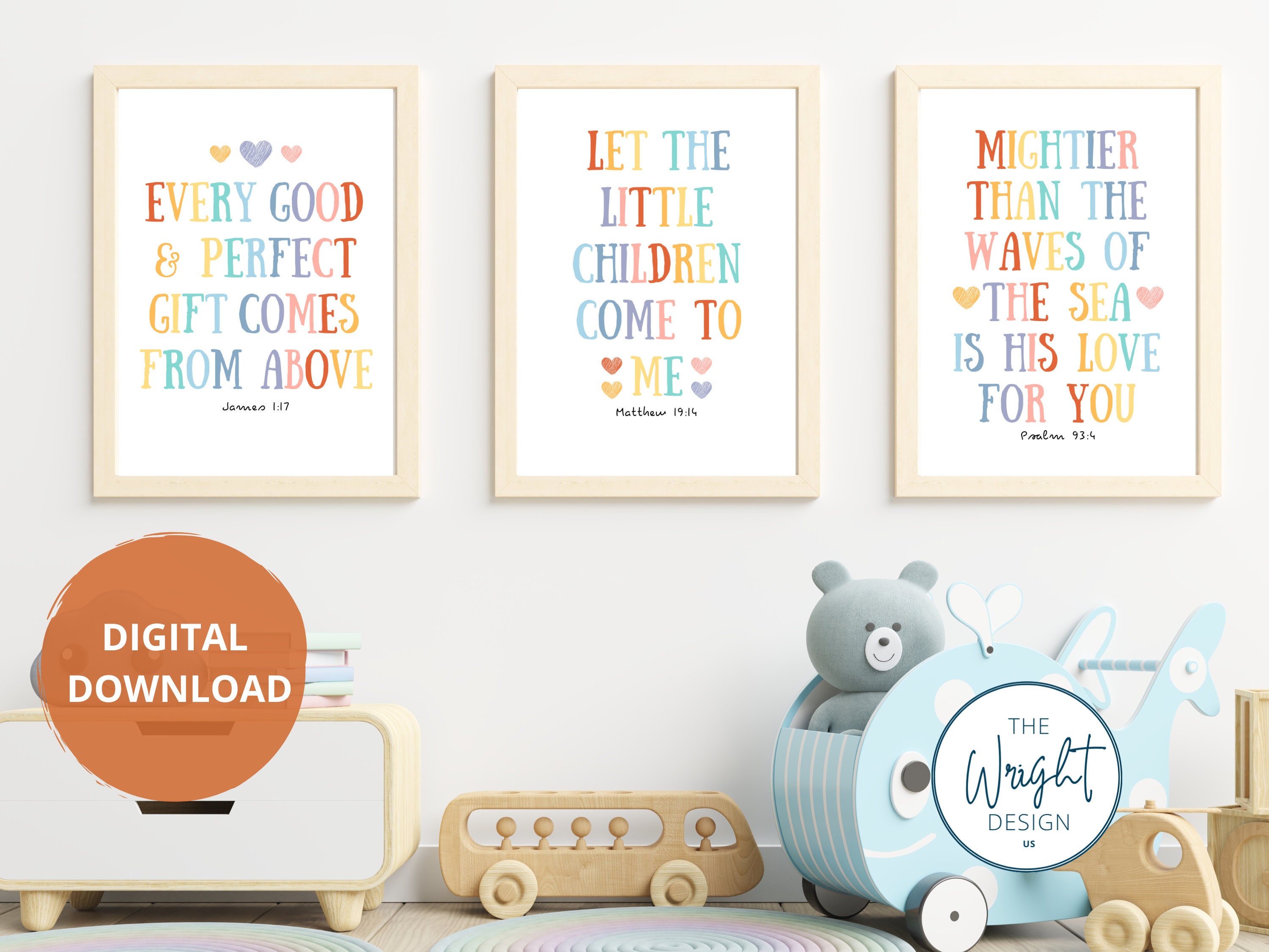 Set of 3 Christian Bible Verse Poster for Kids Children - Etsy