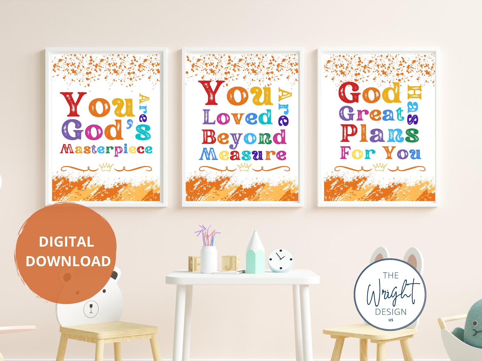 Set of 3 Colorful Sunday School Wall Art Christian Posters I | Etsy