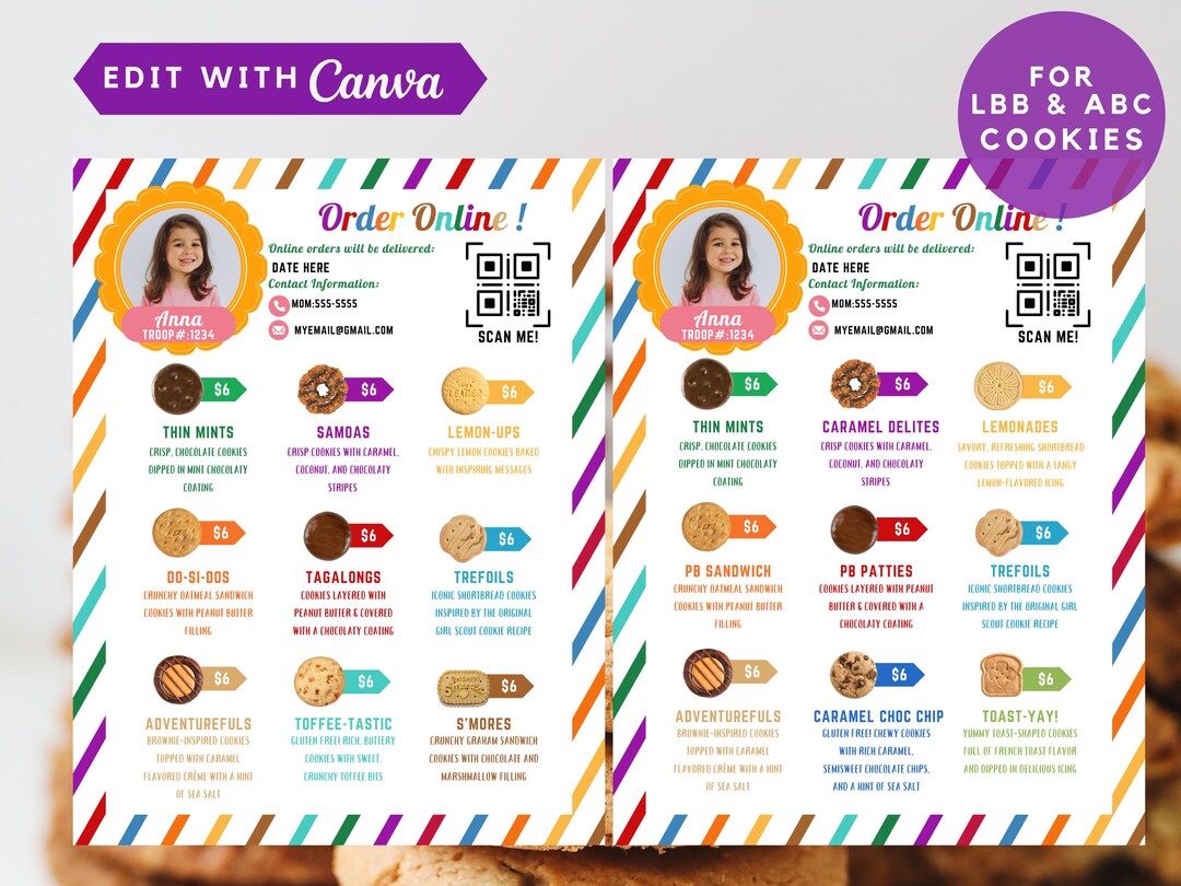 Editable Girl Scout Cookie Sign 2024 2025, LBB ABC Cookie Menu Price ...