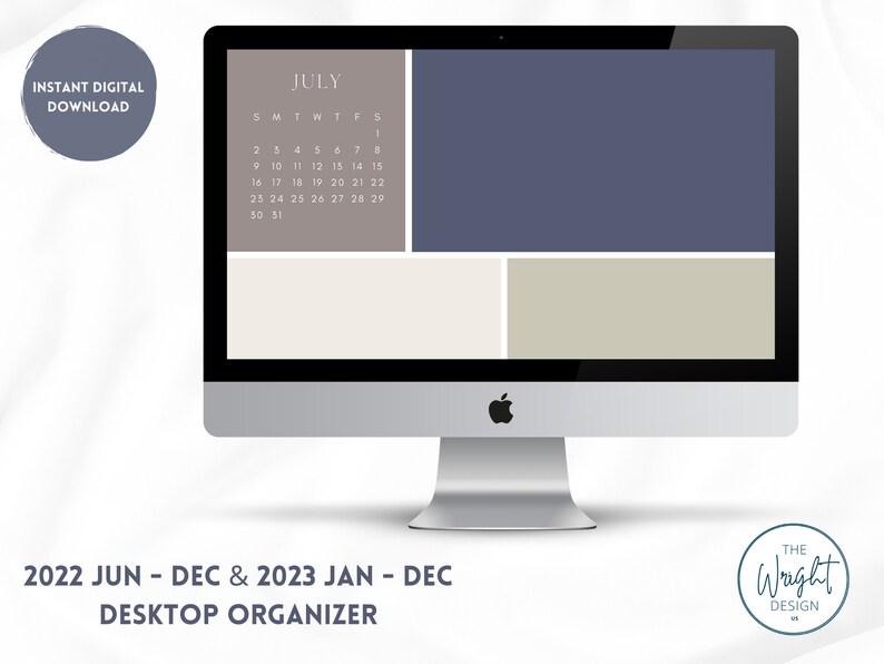 2022 2023 Cute Desktop Organizer Wallpaper Calendar Dark Blue - Etsy