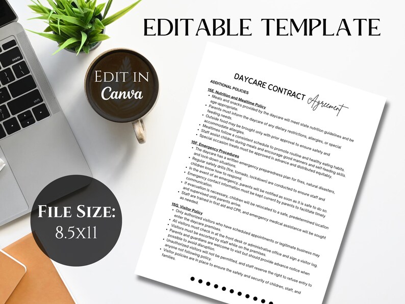 Simple Editable Daycare Contract Agreement Template, Home Daycare ...