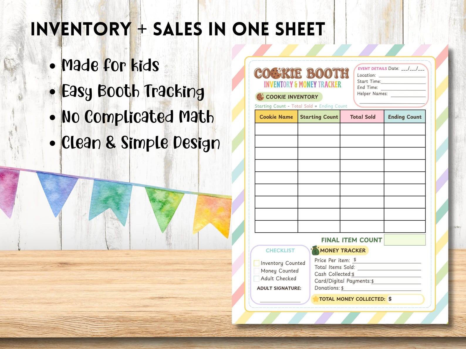 Fundraiser Booth Inventory and Money Tracker | Youth Fundraiser Sales ...