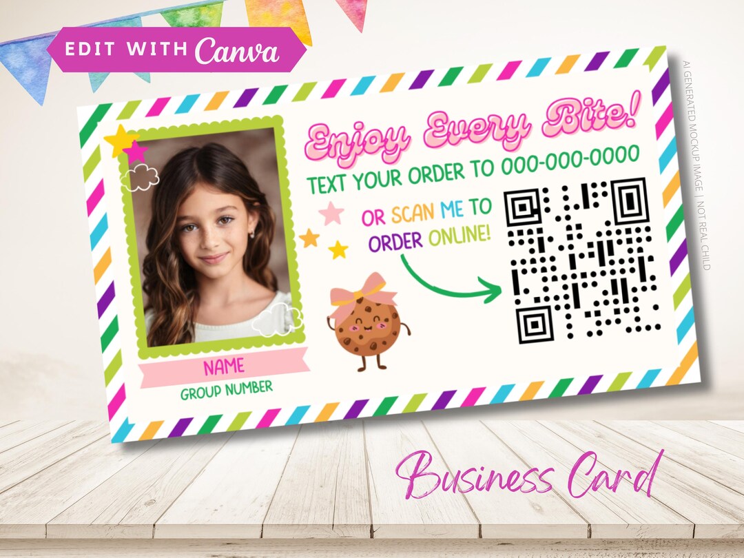 Printable Fundraiser Business Card | Editable Seller Info Card | Youth ...