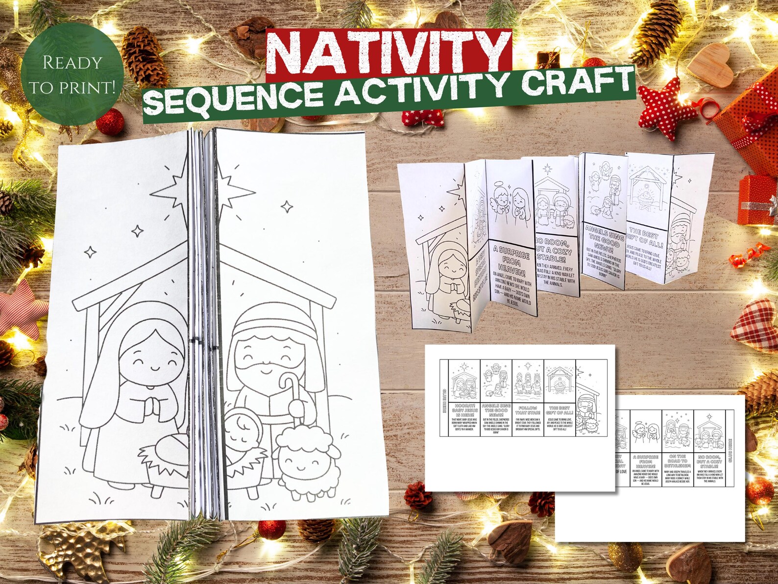 Christmas Nativity Story Folding Sequence Printable Coloring Craft ...