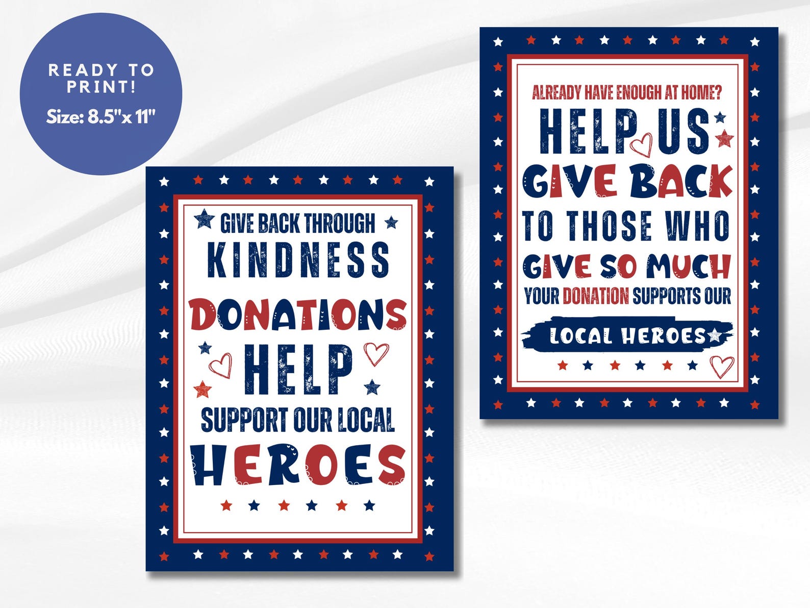 Donation Booth Sign Printable | Support Our Local Heroes | Fundraiser ...