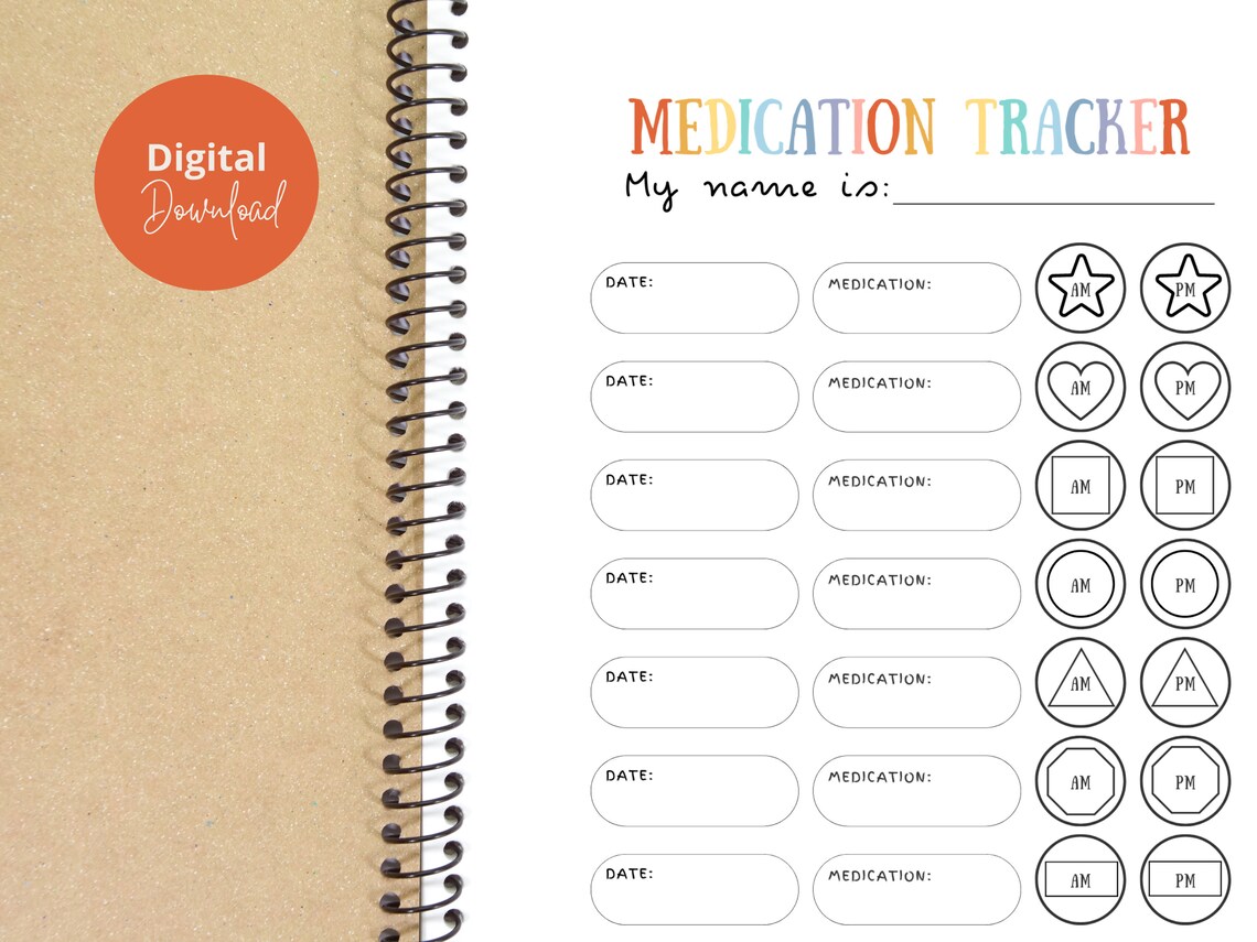 Kid Weekly Medication Tracker Medicine Vitimins Supplements - Etsy