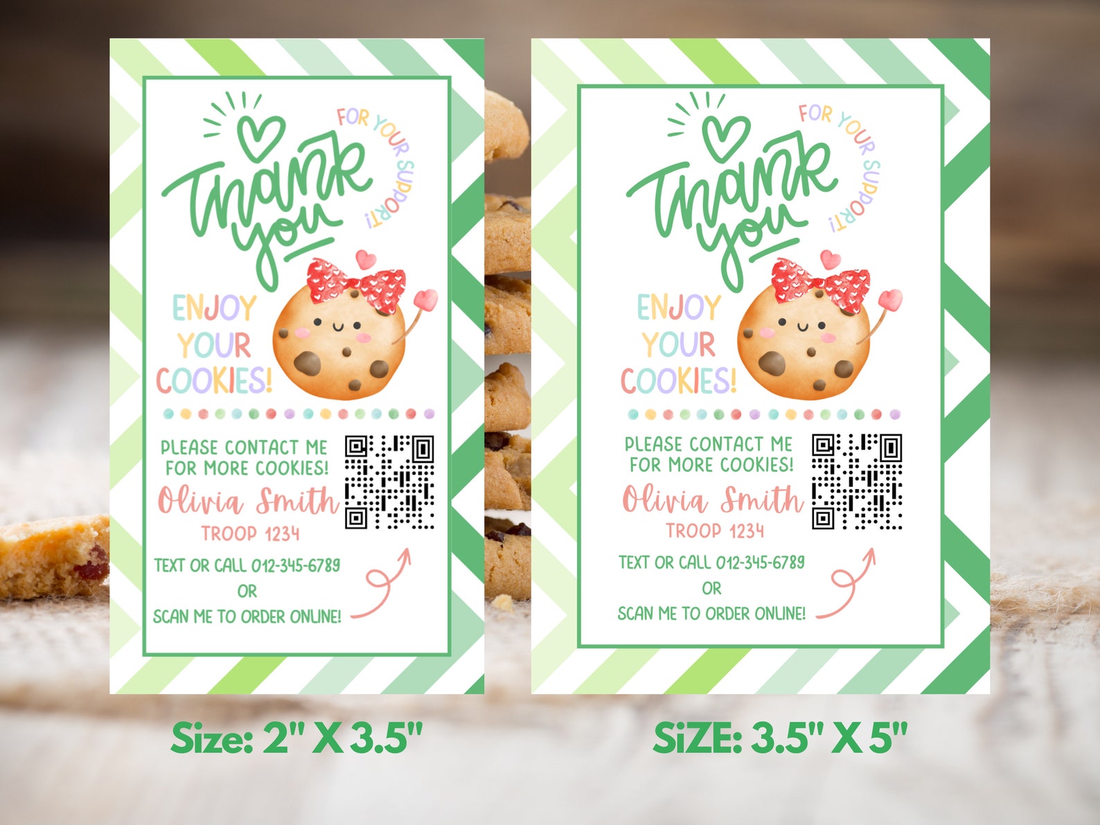 Girl Scout Cookie Thank You Tag Template Editable Printable - Etsy