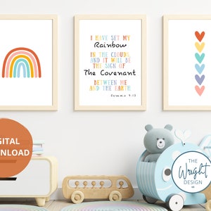 Set of 3 Christian Posters, Genesis 9 13, I Have Set My Rainbow in the ...