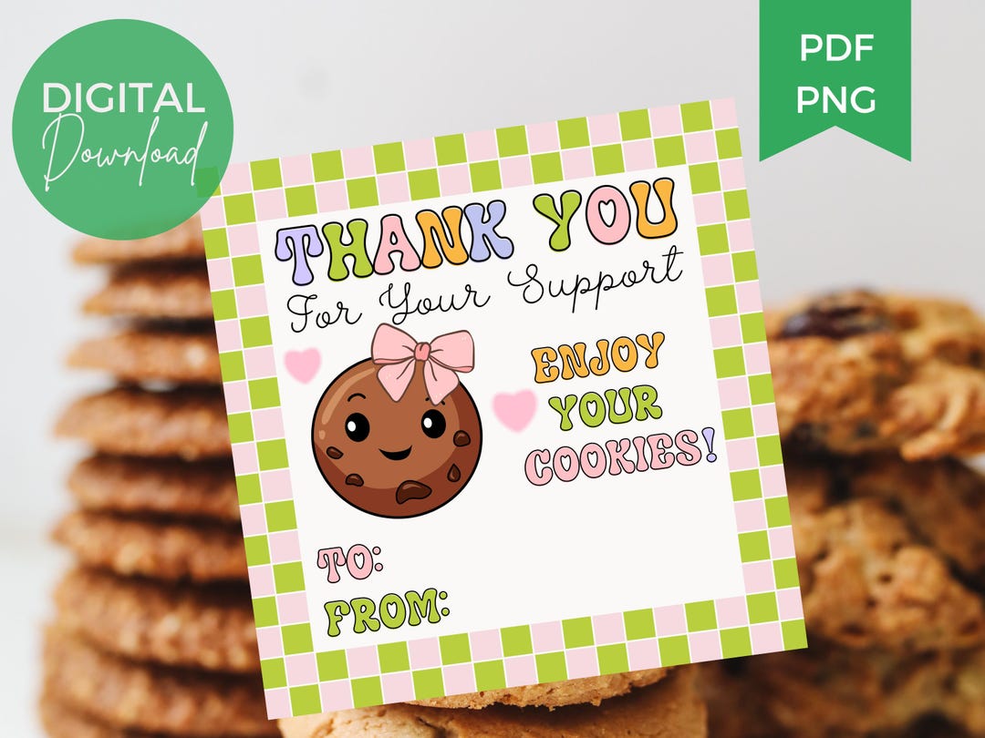 Girl Scout Cookie Thank You Card, Printable LBB ABC Delivery Cookie ...