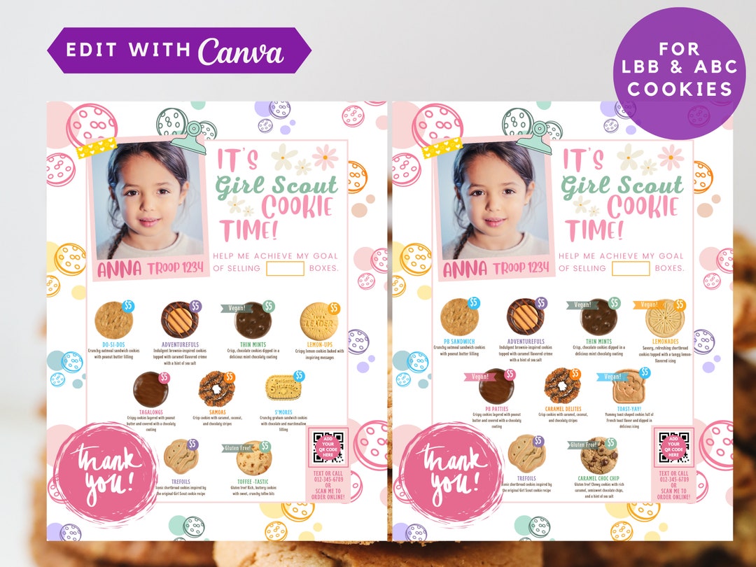 2024 Editable Girl Scout Cookie Sign, LBB ABC Cookie Menu Price List ...